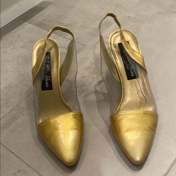 Shoes | Gold Metallic Bob Ellis Vintage Slingback Heels | Poshmark